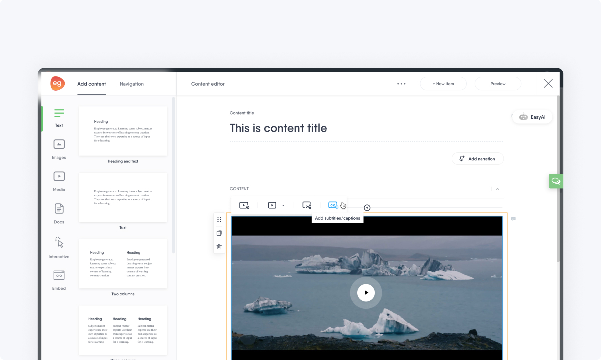 Add subtitles to your videos on Easygenerator | Product updates