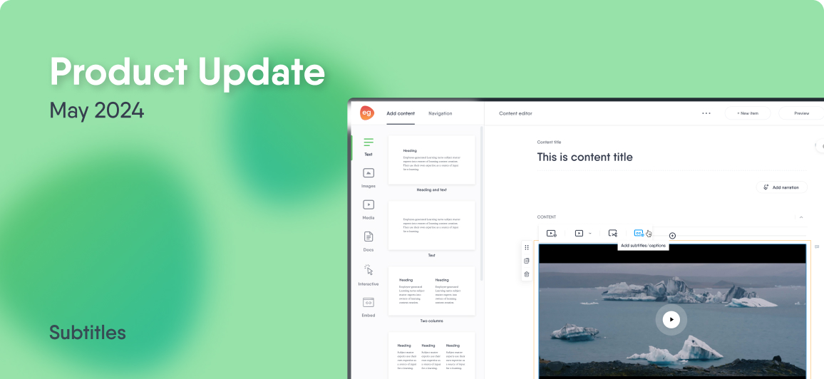 Add subtitles to your videos on Easygenerator | Product updates